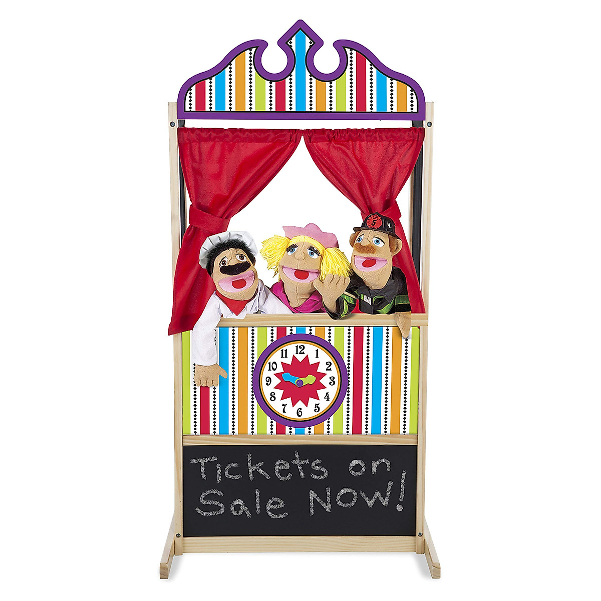 Melissa & Doug Deluxe Puppet Theater - Sturdy Wooden Construction - Puppet Show Theater For Kids