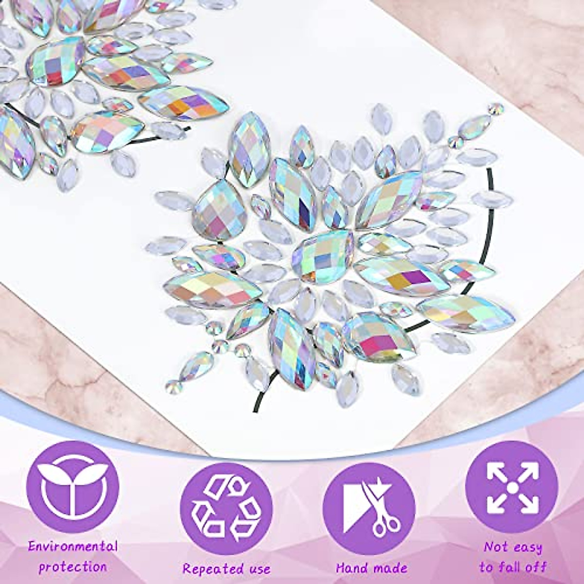 8 Pieces Halloween Jewels Tattoo Body Gems Rhinestone Sticker with 6 Boxes Chunky Holographic Face Hair Glitter Crystals Face Stickers Jewels for Rave Festival Makeup(Vivid Style)