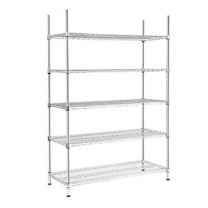 Land Guard 5 Tier Chrome Storage Racks and Shelving - 48" L x 20" W x 72" H Heavy Steel Material Pantry Shelves - Each Unit Loads 350 Pounds Wire Shelf, Suitable for Warehouses, Closets, Kitchens
