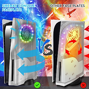 SIKEMAY PS5 Accessories PS5 Plates with RGB LED Light Strip, Console Cover Face Plates Side Shell with Cooling Vents, PS5 Lights 8 Color 400+Effects Kit, Custom Dust Skin - Plating Silver