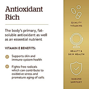 Solgar Vitamin E 200 IU Alpha, 100 Softgels - Antioxidant, Healthy Aging, Healthy Skin, Immune System Support - Natural Source Vitamin E - Gluten Free, Dairy Free - 100 Servings