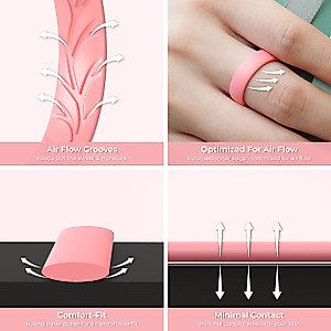 ThunderFit Women Silicone Wedding Bands, Breathable Leaf Cross Pattern Rubber Engagement Rings 5.5mm Wide 1.6mm Thick - 1/4 Variety Multipack (Pack E - Size 5.5-6 (16.5mm))