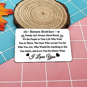 Heigebi Step Brothers Wallet Card from Sister Brother-in-law Gifts Bonus Brother Gift Family isn't Always About Blood Step Brothers Christmas Cards Adopted Brother Valentines Christmas Birthday Gift
