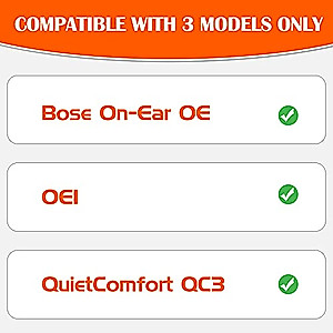 Cuziss QuickFit Replacement Ear Pads Cushions with Memory Foam for Bose On-Ear OE, OE1, QuietComfort QC3 Headphones Earpads, Headset Ear Cushion Repair Parts