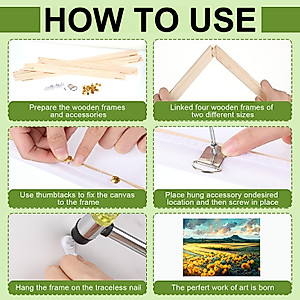 Qunclay 17 Pcs Canvas Stretcher Bars Canvas Frame with Accessories DIY Canvas Stretcher Bars Wooden Canvas Stretcher Arts Stretching Canvas Kit for Painting Photo Posters Supplies (12 x 16 Inch)