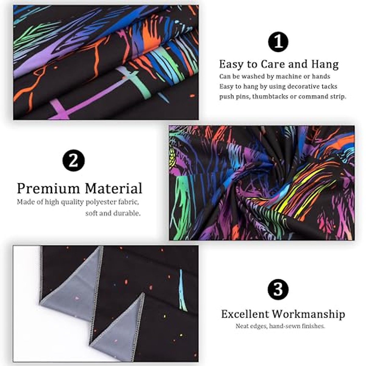 Blacklight Skull Tapestry for Bedroom, Hippie Grim Reaper and Skeleton Posters Wall Hanging for Men Room Decor, Large Black Light Cool Gothic Tapestries for Men Living Room Dorm Decor (60in x 79in)