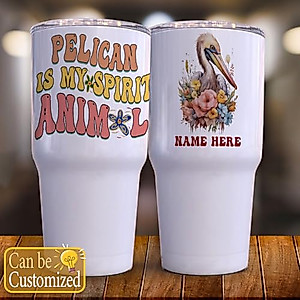 Cute Pelican Tumbler for Animal Lover Friends and Colleagues Tumbler 30oz Insulated Lid Custom Name Gift
