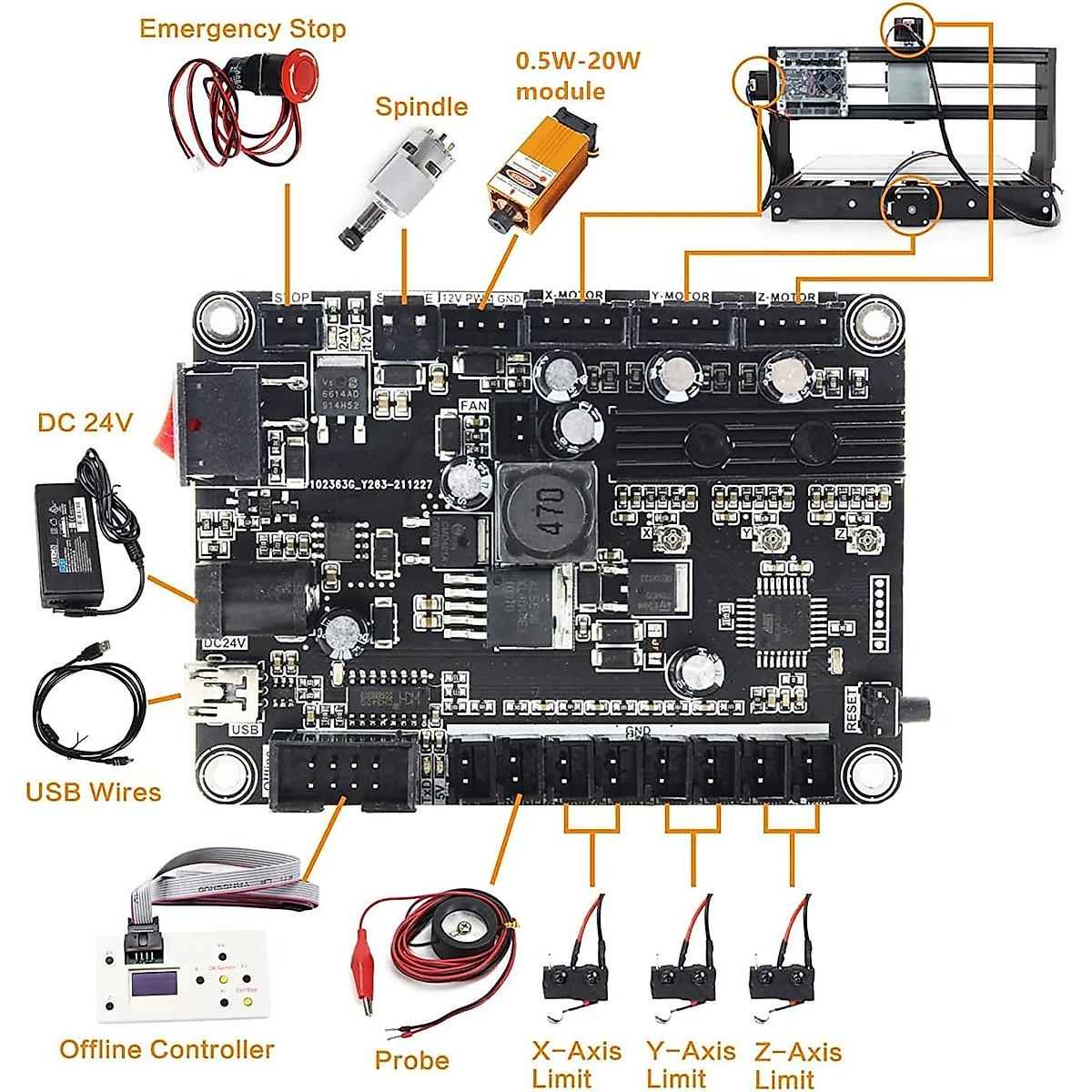CNCTOPBAOS 1610 PRO CNC Milling Machine,with GRBL Offline Controller,3 Axis Desktop DIY Mini CNC Router Kit Engrave Carving PVC,PCB,Acrylic,Wood Cutting Engraving Machine CNC1610 Pro