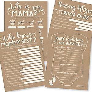 50 Rustic Who Knows Mommy Best, Baby Prediction and Advice Cards etc, 25 Guess How Many Cards - 6 Double Sided Cards Baby Shower Games Funny, How Many Kisses Game Baby Shower Decorations