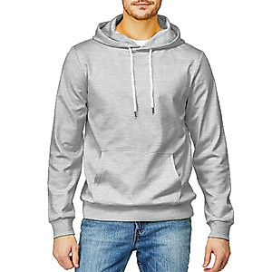 H2H Men's Slim Fit Lightweight Long Sleeve Pullover Basic Hoodie with Pocket and White String GRAY US M/Asia L (CMOHOL050)