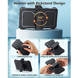 FNTCASE for iPhone 11 Phone Case: for iPhone XR Case with Kickstand & Holster Shockproof Military Grade Protective Cover - Dual Layer Full Protection Sturdy Matte Textured Drop Proof - 6.1 Inch Black