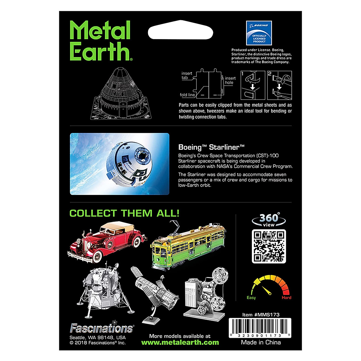 Metal Earth Boeing CST-100 Starliner 3D Metal Model Kit Bundle with Tweezers Fascinations