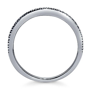 BERRICLE Sterling Silver Wishbone Wedding Rings Micro Pave Set Cubic Zirconia CZ Curved Half Eternity Ring for Women, Rhodium Plated Size 6.5