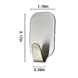 MXtechnic Self Adhesive Hook Stick on Wall 304 Stainless Steel Polished Hanging Clothes Coat Hat Hooks and Strong Heavy Duty Metal Super Power Hooks Storage Organizer (10 Pack) (Hooks-10)