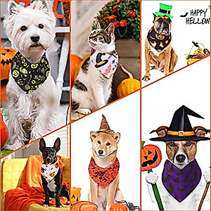 50 Pack Halloween Dog Bandanas Large Girl Boy Dog Bib Dog Scarf Pet Bandana Dog Handkerchief for Large Dogs Accessories Medium Small Puppy Dog Outfit Halloween Festival Birthday Party Supply (Medium)