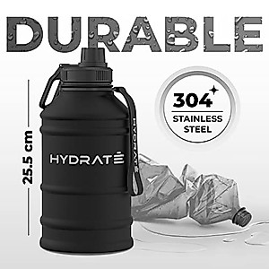 HYDRATE 74 Oz Stainless Steel Water Bottle - BPA Free Metal Water Bottle for Gym, Exercise - Water Jug with Convenient Nylon Carrying Strap and Leak-Proof Screw Cap Water Bottles for Men, Women, Adult