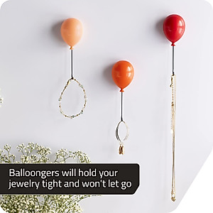 PELEG DESIGN Balloongers | Fun Balloon-Shaped Key Holder for Wall | Decorative Key Hanger Set of 3 | Key Hooks w/ 3 Install Options | Key Holder for Wall, Fridge | Cute Key Holders