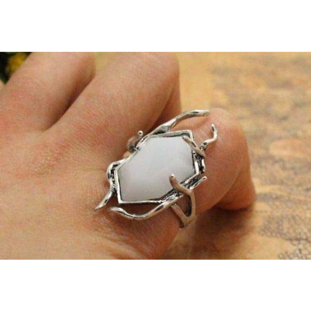 The Hobbit Thranduil ring white stone ring Mirkwood elf King ring LOTR ring (7)