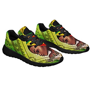 Black Queen African Shoes for Men Women Running Sneakers Breathable Casual Sport Tennis Shoes Gift for Him Her Black Size 5