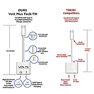 Volt Plus Tech USB C to 3.5mm Headphone Jack Audio Aux & C-Type Fast Charging Adapter for Samsung Galaxy S22/S21/S20/Ultra/Plus/Note 10/20 with C-Port