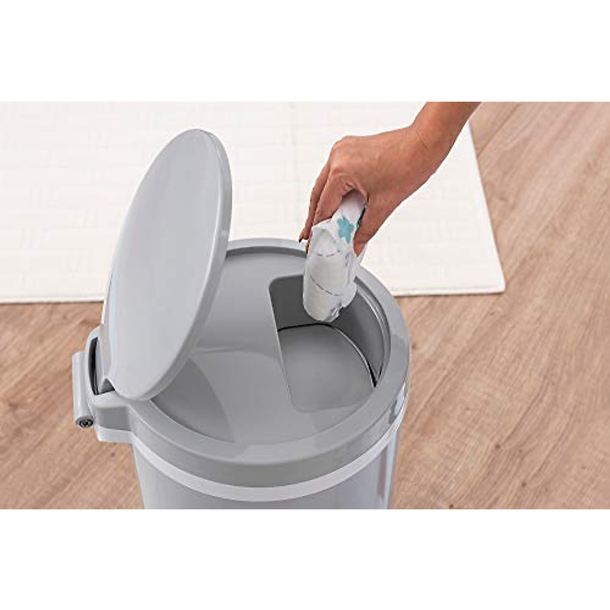 Bubula Premium Steel Diaper Waste Pail with Step Open, Gray
