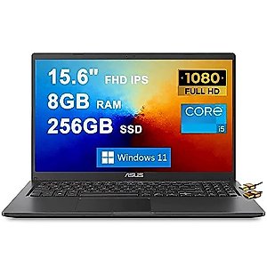 ASUS VivoBook F15 Business Laptop 15.6" FHD Anti-Glare Display 11th Generation Intel Quad-core i5-1135G7 Processor 8GB DDR4 256GB SSD Intel Iris Xe Graphics USB-C Win11 Black + HDMI Cable
