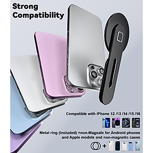 CloudValley Magnetic Phone Holder for Laptop Designed for iPhone 14 / 13 / 12 Series MagSafe, Adjustable Phone Monitor Side Mount, Slim Portable Foldable Computer Expansion Bracket (Black)