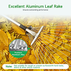 GreatBuddy Adjustable Leaf Rake, 7"-23" Expandable Width, Perfect for Shrub, Flower Bed, Lawn, Yard, Garden Cleaning, Lightweight Aluminum Retractable Handle for Easy Use