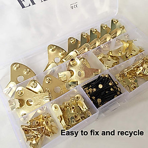 125 pcs Picture Hangers, Heavy Duty Picture Hanging Kit with Nails, Professional Picture Hanging Kit on Wooden/Drywall for Canvas, Office Pictures, Clock, House Decoration, Holds 10-100 lbs