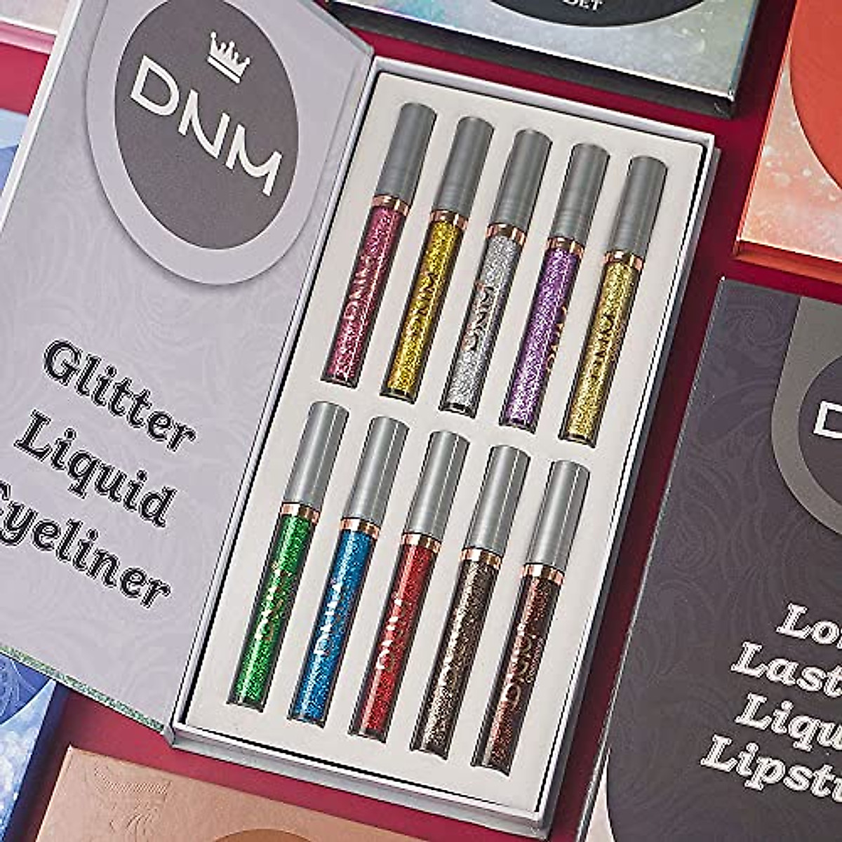DNM 10 Color Liquid Glitter Sparkle Eyeliner Liquid Makeup Set delineadores de colores para ojos, Glitter Shimmer Metallic Liquid Eyeliner Liner Colorful Set Green Silver Eye Glitter eyeliner Pencil
