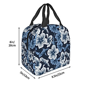 Ucsaxue Hawaiian Tropical Floral Hibiscus Flowers Lunch Bag Small Insulated Lunch Box with Front Pocket Kawaii Lunch Bags for Girls Boys Freezable Bento Box Women Men Lunch Boxes