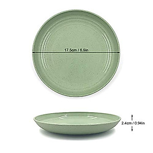 N/ A 4 Pcs 7 Inch Lightweight Wheat Straw Plates, Unbreakable Dinner Plate, Toddler, Anti-fallen, Dishwasher Microwave Safe Plates (4 colors)