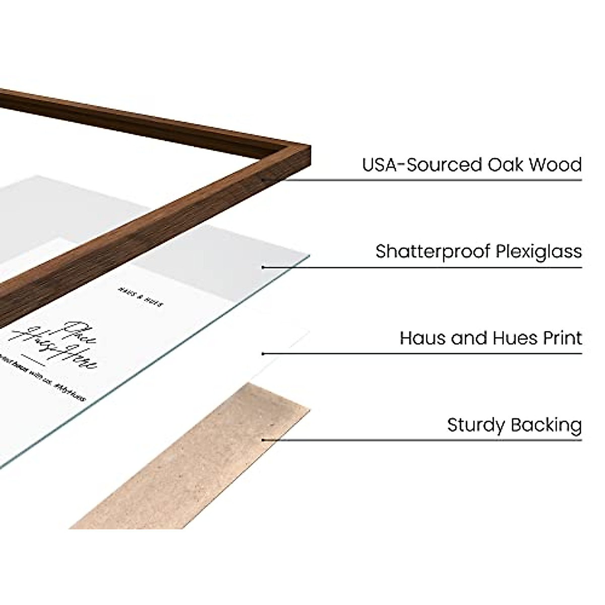 HAUS AND HUES 8x10 Picture Frame Set of 6-8x10 Frames Set of 6, Dark Wood Picture Frames Set, 6 8x10 Picture Frames For Wall, 8x10 Frames Bulk 8x10 Picture Frames For 8x10 (Walnut Oak Frame)