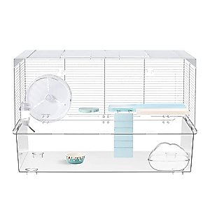 BUCATSTATE Hamster Cages with Free Accessories, Small Animal Cage and Habitats Stackable for Rats, Gerbil, Guinea Pig, Mice, Syrian Dwarf Hamster, Bird (24.4" L * 13.8" W * 16.9" H)