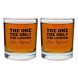 Retirement The One Only Legend Has Retired Lowball Glasses 2-Pack Round Lowball Tumbler Set Black