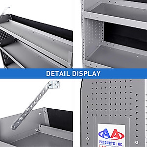 AA Products Inc. SH-4303 Steel Van Shelving Storage System Fits for NV200, Transit Connect 2014+ and Chevy City Express, Contoured Shelving Unit, 32" W x 43" H x 13" D