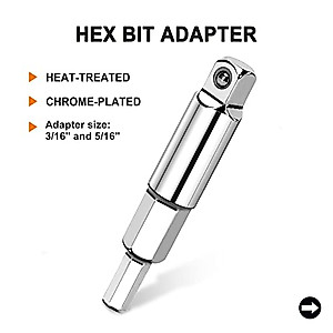 WADEO Ratchet Wrench Ratcheting Service Wrench 3/8” to 1/4” with Hex Bit Adapter for Air Conditioning, Refrigeration Equipment, Equipment Repair