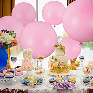 Charnoel 18 Pack 24 Inch Balloons Large Latex Balloons 36 Inch 18 Inch Giant Round Balloons Big Macaron Balloons for Wedding Birthday Party Baby Shower Decorations(Pink)