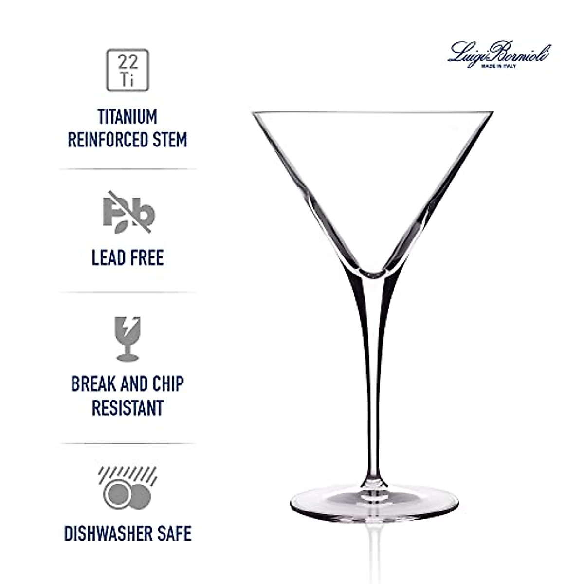 Luigi Bormioli Crescendo 10 Ounce Martini Glasses Set Of 4, Crystal SON-hyx Glass, Made In Italy.