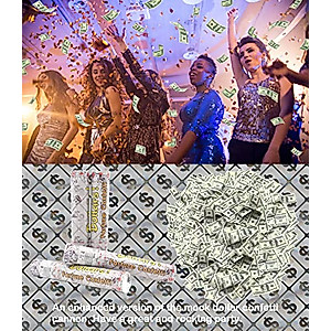 VICKYPOP Confetti Cannon Creative Small Size Dollar Bill Confetti Poppers Suitable for Business Signing, Opening Activities, Promotion and Salary Increase Celebration, Holiday or Birthday Party (Pack of 4)