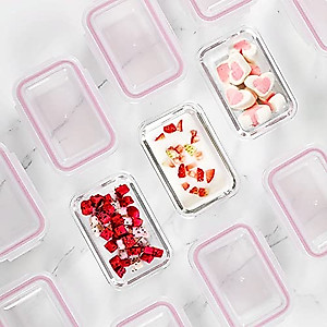 M MCIRCO [12-Pack, 6.3oz] Glass Food Storage Containers with Lids - Small Glass Jars for Snacks, Dips, Sauces - Freezer, Microwave, Dishwasher Friendly - Pink