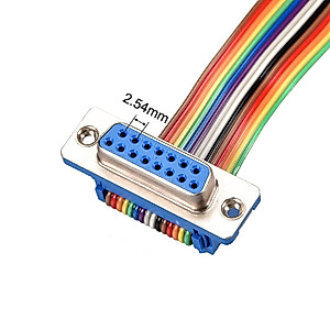Tool parts IDC Rainbow Wire Flat Ribbon Cable DB15 F/F Connector 2.54mm Pitch 19.7inch Long