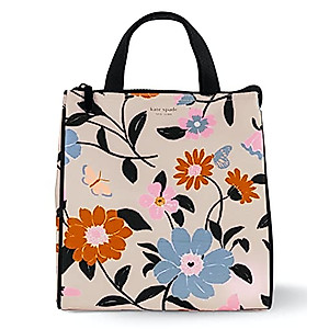 Kate Spade New York Cute Lunch Bag for Women, Large Capacity Lunch Tote, Adult Lunch Box with Silver Thermal Insulated Interior Lining and Storage Pocket, Floral Garden