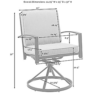 Crosley Furniture KO60026BZ-OL Kaplan Outdoor Metal Dining Swivel Chairs, Set of 2, Oiled Bronze with Oatmeal Cushions