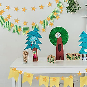 65 Feet Paper Star Garland Banner Decoration, 5 Pack Star Bunting Garland, Hanging Star Streamers Backdrop for Birthday Party Wedding Graduation Baby Bridal Shower Prom Decor (Gold)