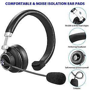 BHM91Series Bluetooth Wireless Headset with Mic.Great for Zoom and Skype Meeting(Flexible Noise Cancelling Mic) Clear Sound Comfort Wearing/Headset for Office Home Business Trucker Driver by LUXMO