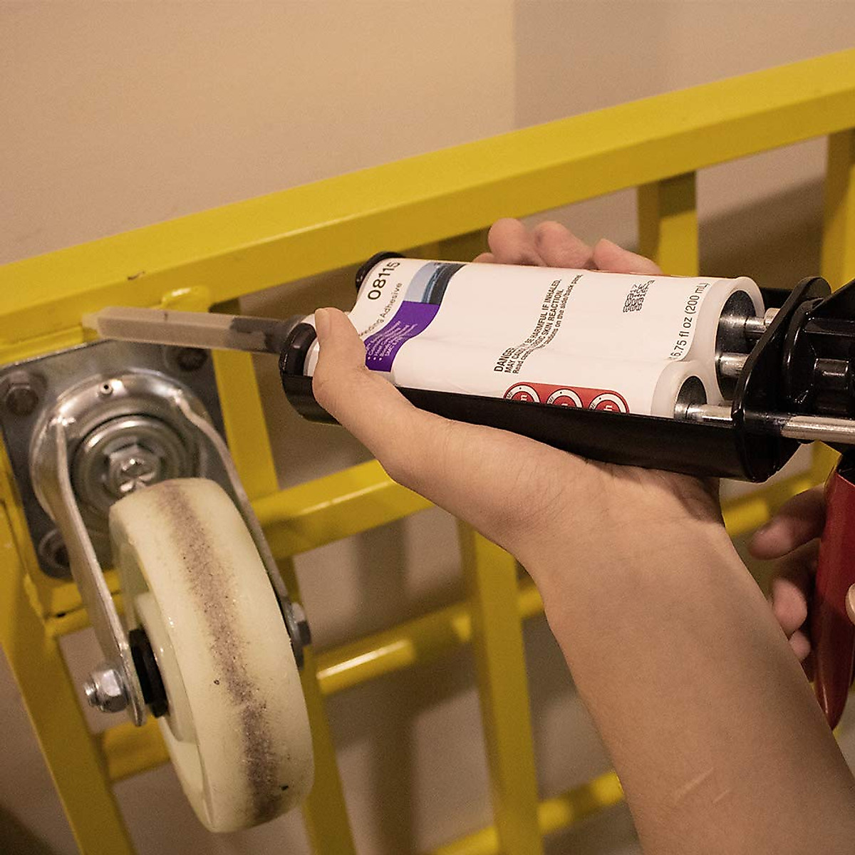 Dual Epoxy Gun for 200 mL/6.75 fl oz (2:1 Mix Ratio) Double Cartridge Panel Bond 08115-08116 （Scarlet & Black）