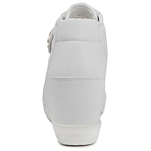 Juicy Couture Womens Wedge Sneakers High Top Womens Sneakers with Wedge, Wedgies Sneakers for Women-Journey 8.5 White