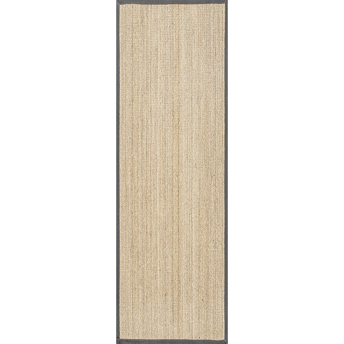 nuLOOM 2x8 Elijah Seagrass Area Rug, Dark Grey, Solid Farmhouse Style, Cotton Bordered, Basketweave, Natural Fiber, For Bedroom, Dining Room, Living Room, Hallway, Office, Kitchen, Entryway