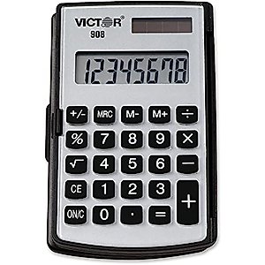 Victor 908 Standard Function Calculator, Black, 2.9" x 4.4" x 0.4"